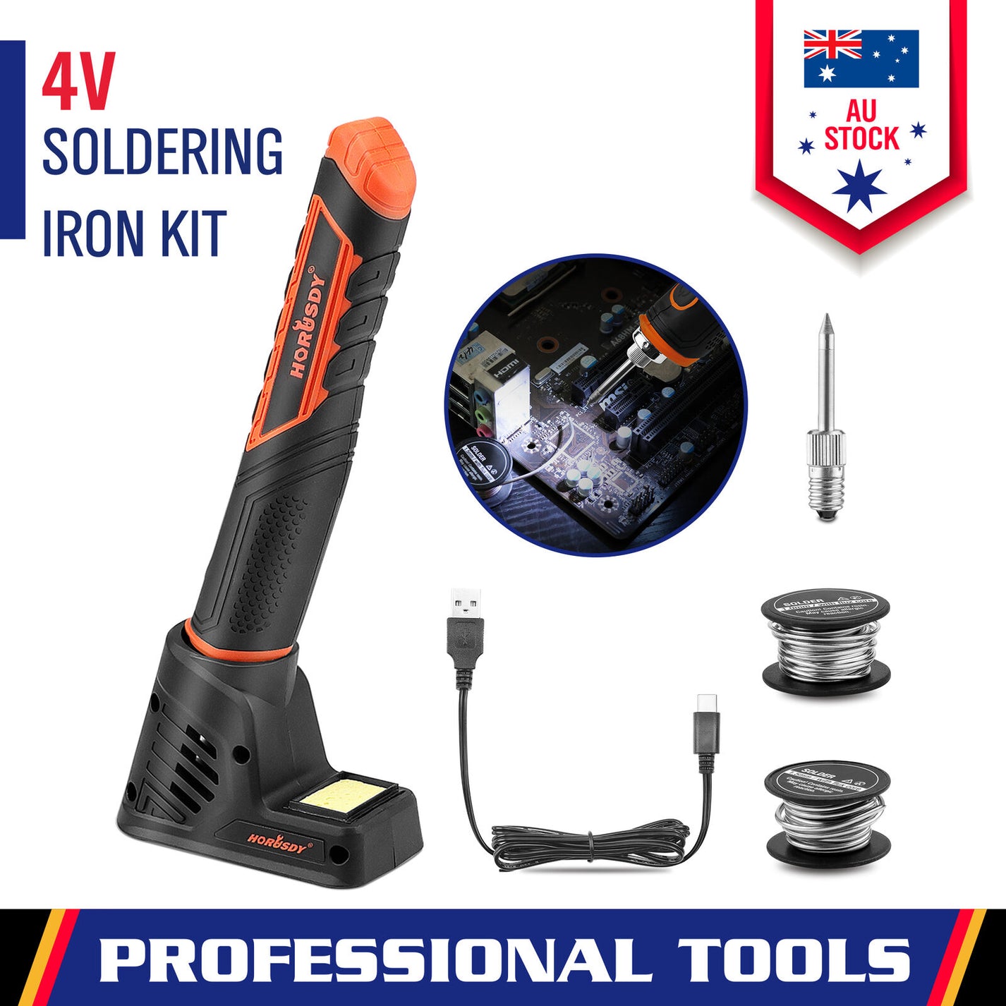 HORUSDY 8W 4V Max Cordless Soldering Iron Rechargeable with Lithium-Io ...